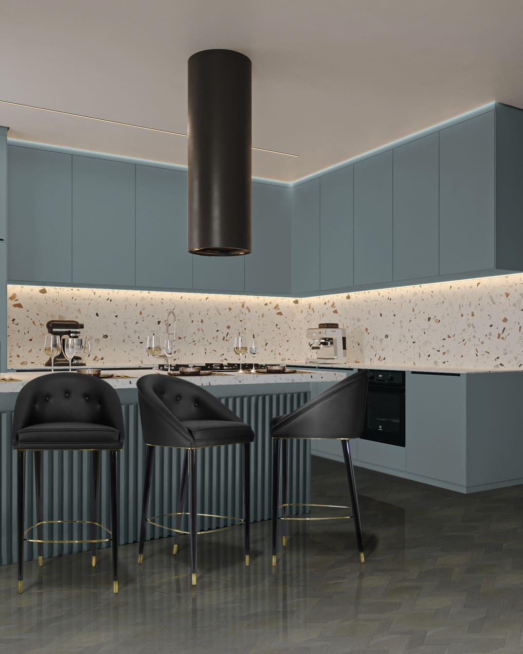 Interior Design Color-Midnight Blue, Modern Living Elegance